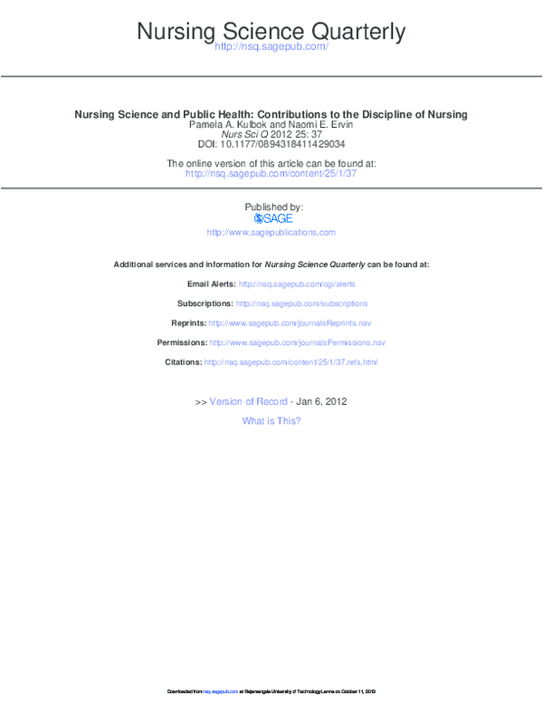 (PDF) Nursing Science and Public Health: Contributions to the ...