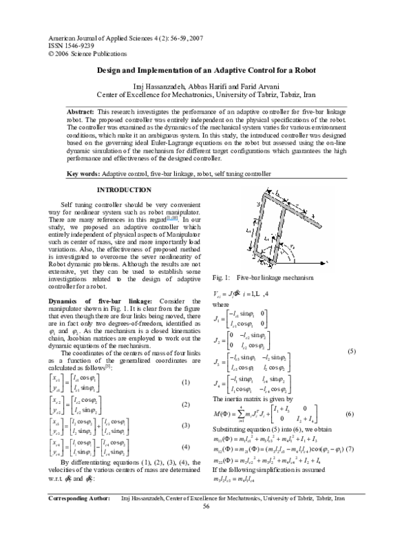 Pdf Design And Implementation Of An Adaptive Controller For Torque