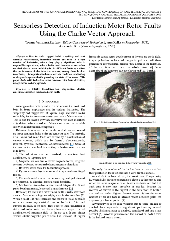 Pdf Sensorless Detection Of Induction Motor Rotor Faults Using The