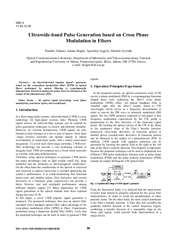 (PDF) Ultrawide-band pulse generation based on cross phase modulation in fibers