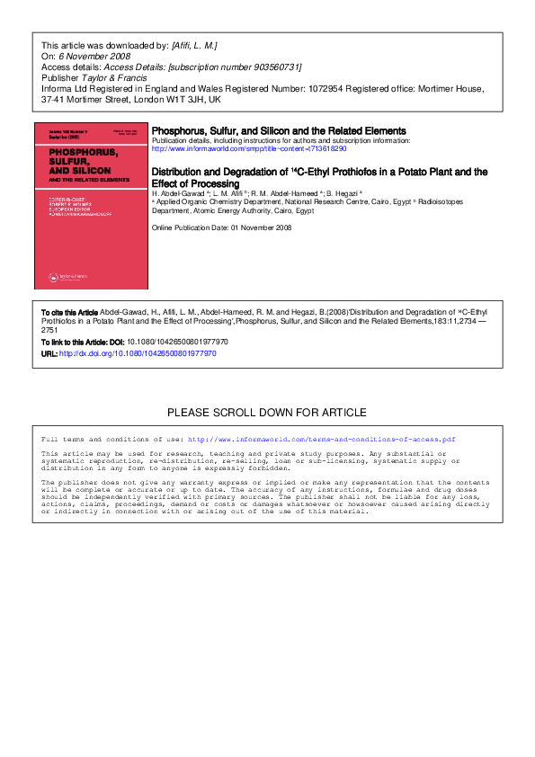 (PDF) Distribution and Degradation of C-Ethyl Prothiofos in a Potato ...
