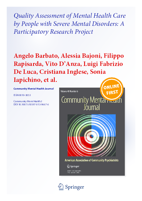 (PDF) Quality Assessment of Mental Health Care by People with Severe ...