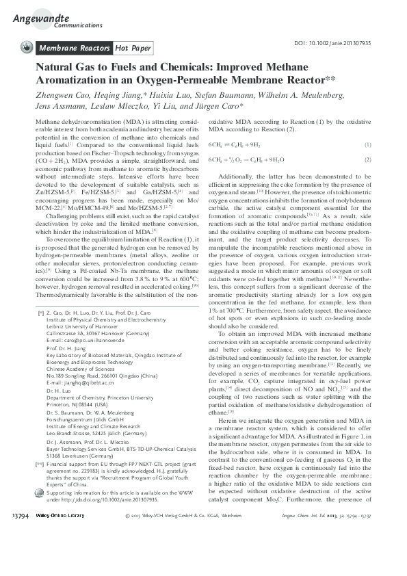 (PDF) Natural Gas to Fuels and Chemicals: Improved Methane ...