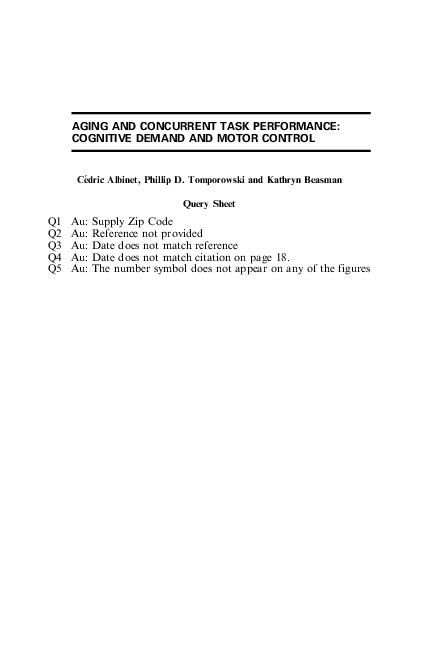 (PDF) Aging And Concurrent Task Performance