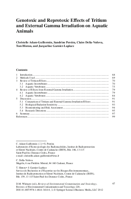 (PDF) Genotoxic and reprotoxic effects of tritium and external gamma ...