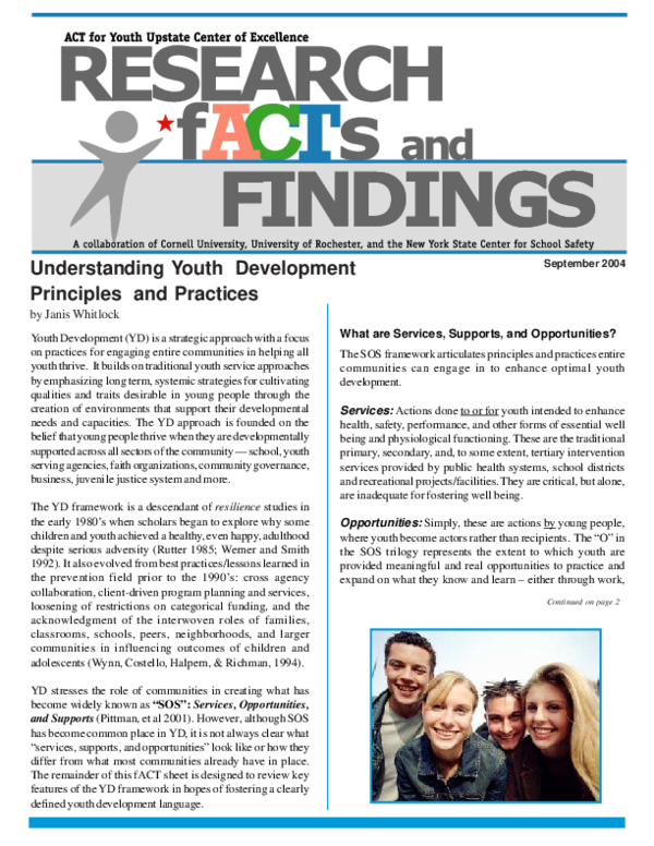 (PDF) Understanding youth development principles and practices