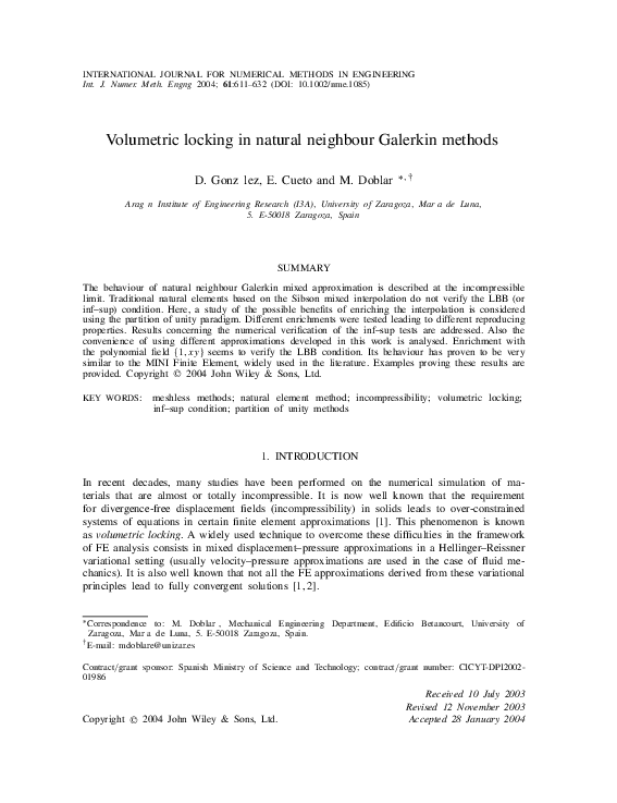 (PDF) Volumetric locking in natural neighbour Galerkin methods
