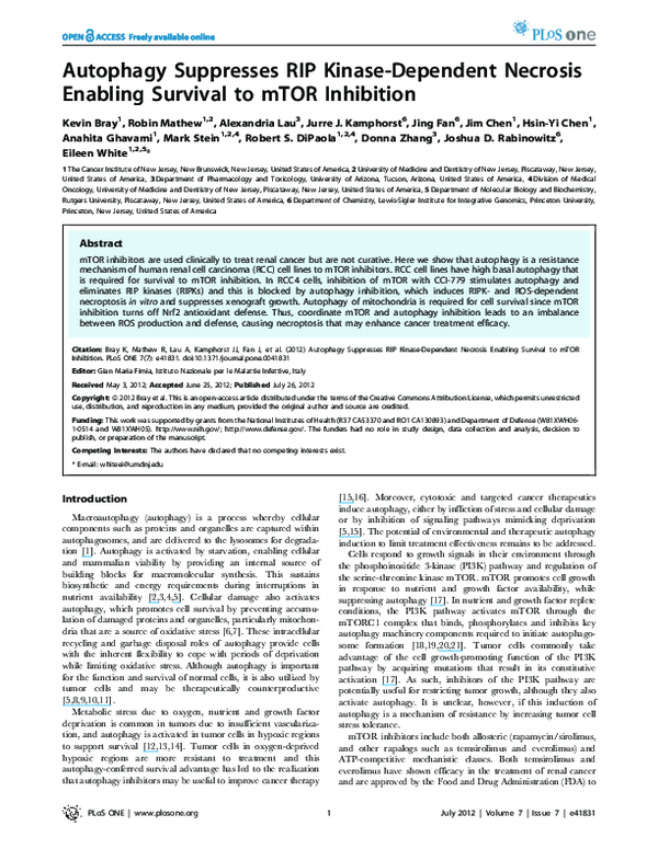 (PDF) Autophagy Suppresses RIP Kinase-Dependent Necrosis Enabling ...