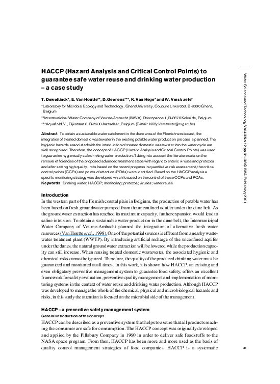 (PDF) HACCP (Hazard Analysis and Critical Control Points) to guarantee ...