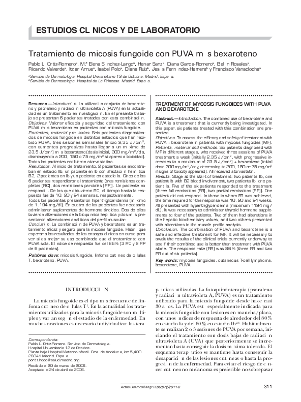 (PDF) Tratamiento de micosis fungoide con PUVA más bexaroteno