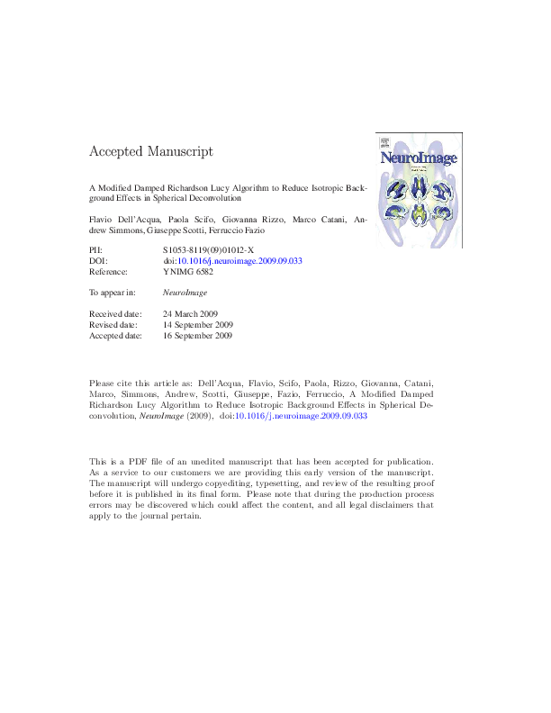 Pdf A Modified Damped Richardsonlucy Algorithm To Reduce Isotropic