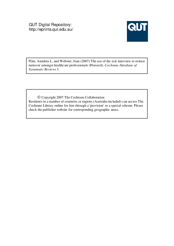 (PDF) The use of the exit interview to reduce turnover amongst health ...
