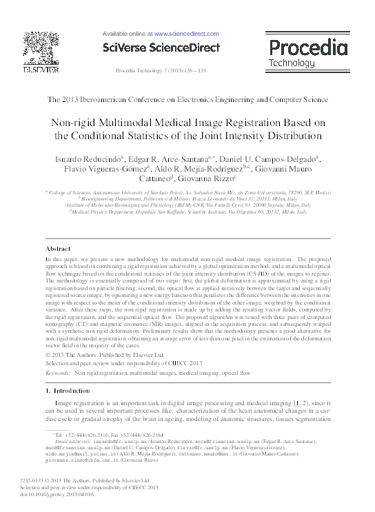(PDF) Non-Rigid Multimodal Medical Image Registration Based on the Conditional Statistics of the ...