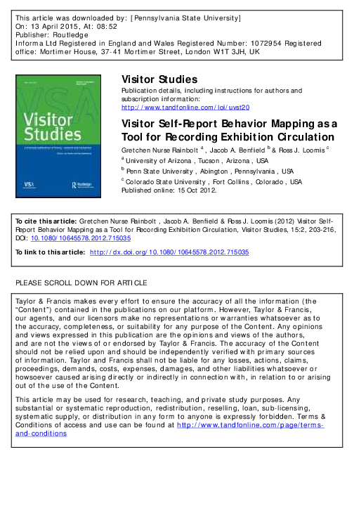 (PDF) Visitor Self-Report Behavior Mapping as a Tool for Recording ...