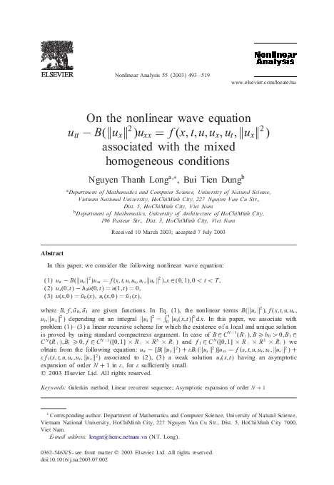 (PDF) On the nonlinear wave equation utt−B(∥ux∥2)uxx=f(x,t,u,ux,ut,∥ux∥ ...