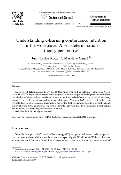 (PDF) Understanding e-learning continuance intention in the workplace: A self-determination ...
