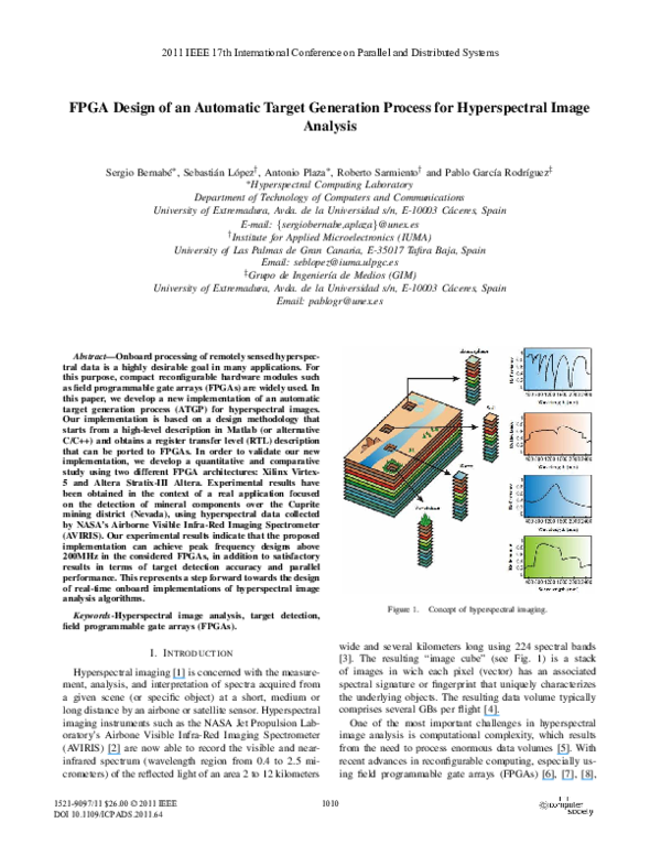Pdf Fpga Design Of An Automatic Target Generation Process For Hyperspectral Image Analysis