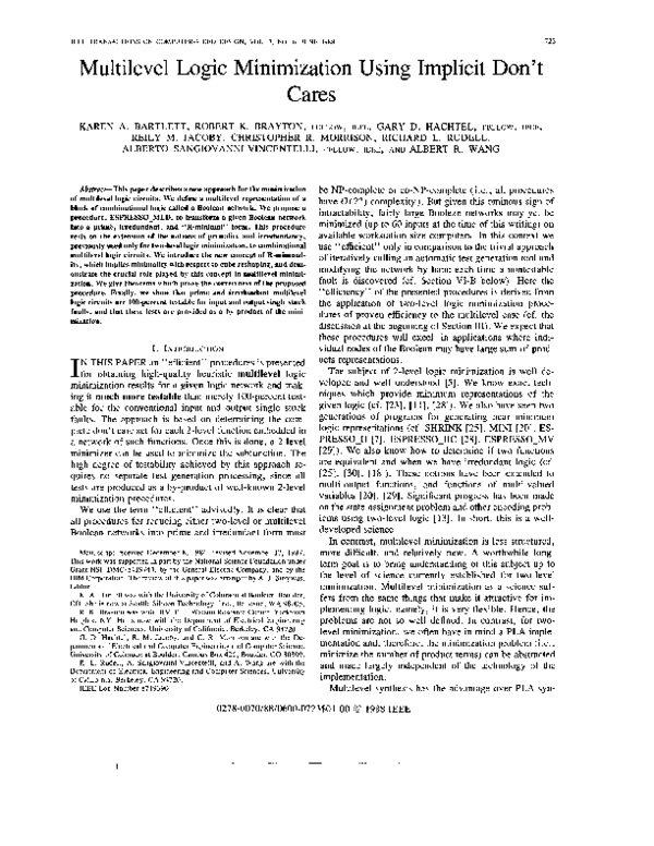Pdf Multilevel Logic Minimization Using Implicit Dont Cares