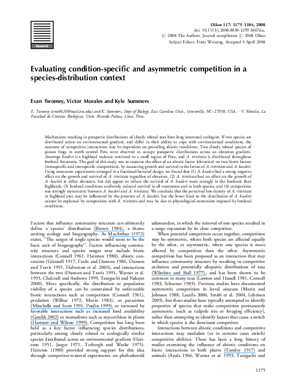 (PDF) Evaluating condition-specific and asymmetric competition in a ...