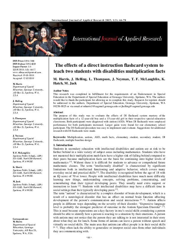 (PDF) The Effects of a Direct Instruction Flashcard System on ...