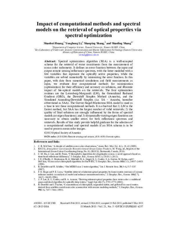 Pdf Impact Of Computational Methods And Spectral Models On The