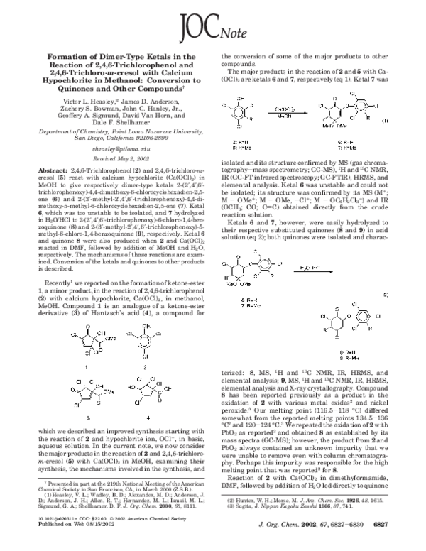 (PDF) Formation of Dimer-Type Ketals in the Reaction of 2,4,6 ...