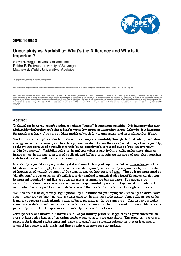 (PDF) Uncertainty vs. Variability: What's the Difference and Why is it ...