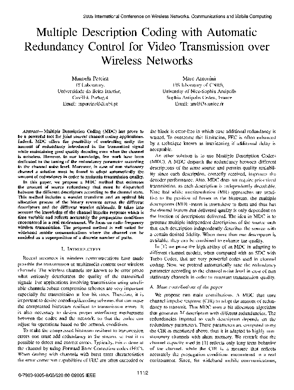 Pdf Transmission Of Successful Route Error Messagererr In Routing Aware Multiple Description
