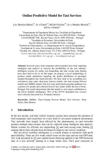 (PDF) Online Predictive Model for Taxi Services