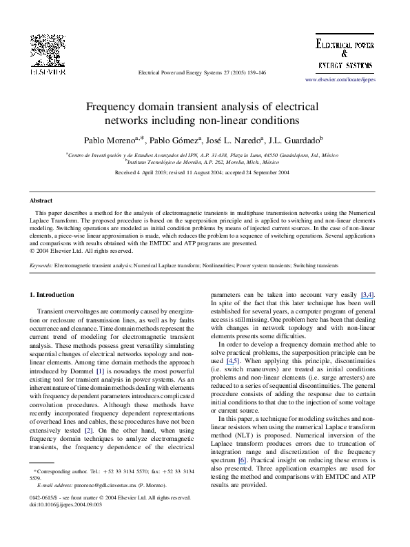 (PDF) Frequency domain transient analysis of electrical networks ...