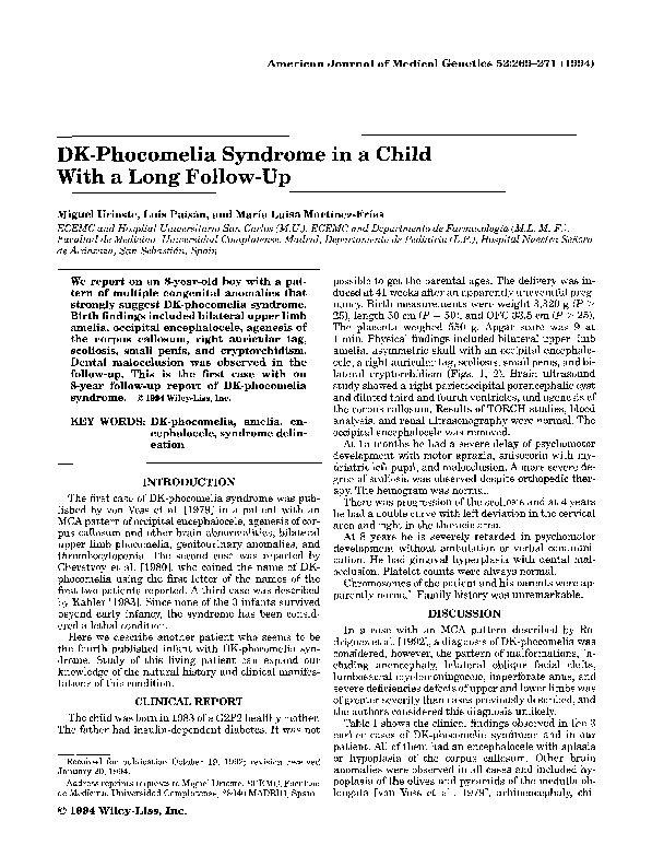 (PDF) DK-phocomelia syndrome in a child with a long follow-up