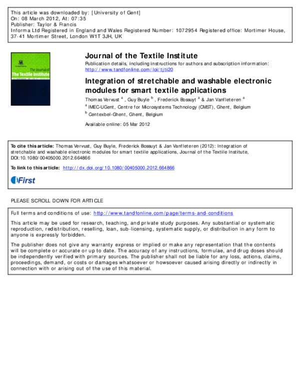 (PDF) Integration of stretchable and washable electronic modules for ...
