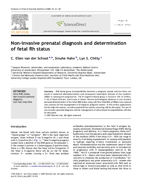 (PDF) Non-invasive antenatal RHD typing