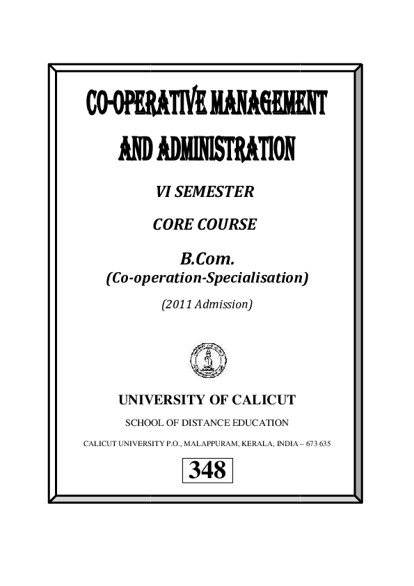 (PDF) CO-OPERATIVE MANAGEMENT AND ADMINISTRATION