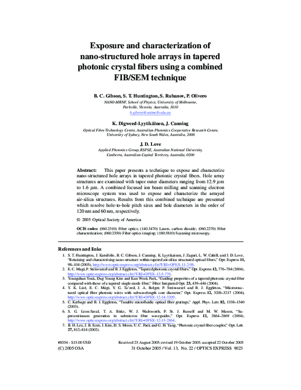 (PDF) Exposure and characterization of nano-structured hole arrays in ...