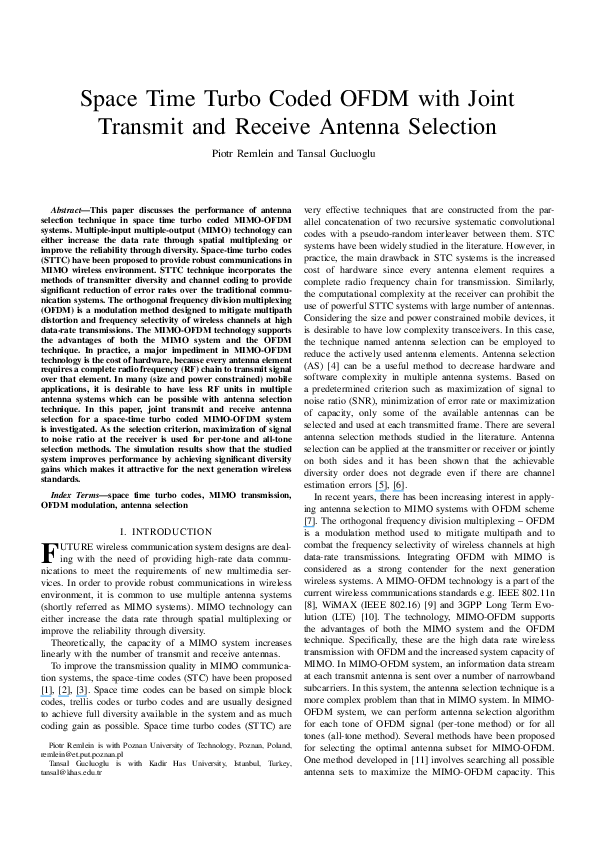 Pdf Space Time Turbo Coded Ofdm System With Transmit And Receive