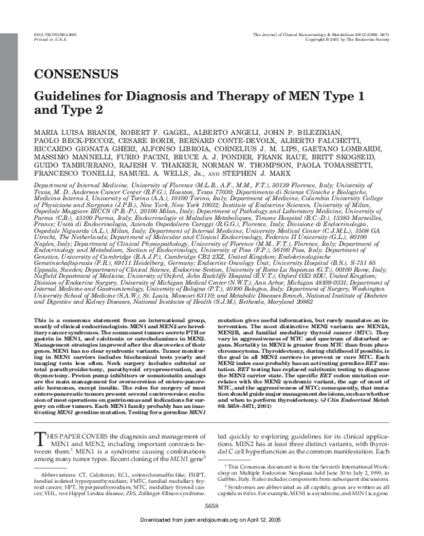 (PDF) Guidelines for Diagnosis and Therapy of MEN Type 1 and Type 2