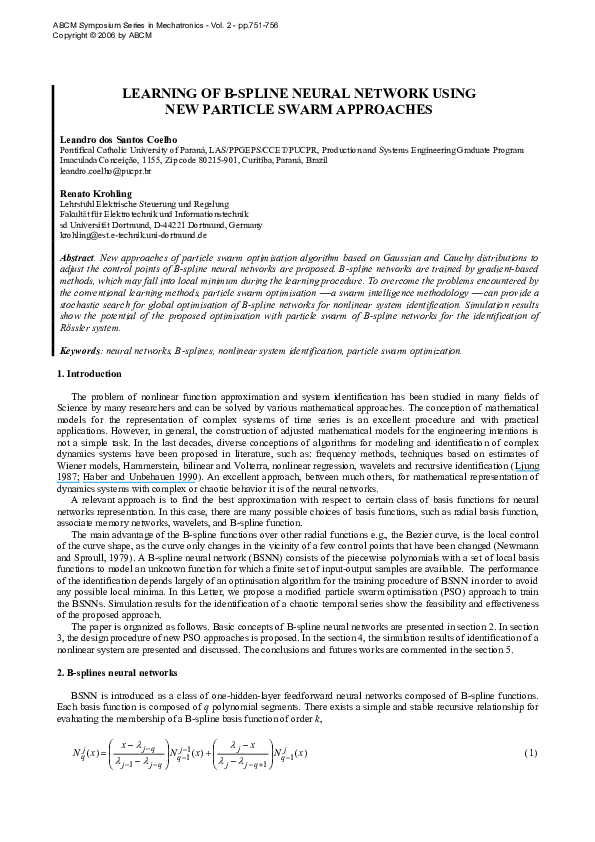 (PDF) Learning of B-Spline Neural Network Using New Particle Swarm Approaches
