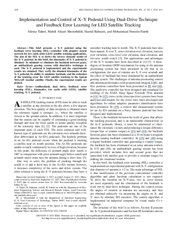 (PDF) Implementation and Control of X--Y Pedestal Using Dual-Drive Technique and Feedback Error ...