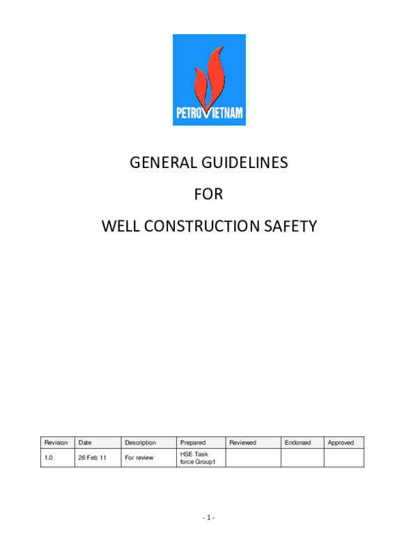 (PDF) GENERAL GUIDELINES FOR WELL CONSTRUCTION SAFETY Revision Date ...