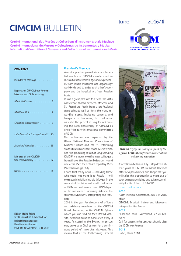 (PDF) CIMCIM Bulletin. International committee for museums and ...