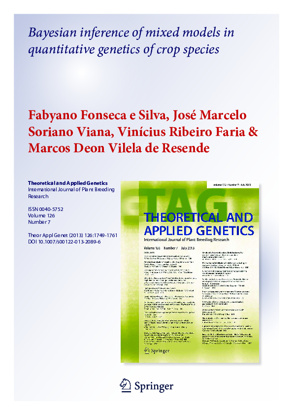 (PDF) Bayesian inference of mixed models in quantitative genetics of crop species