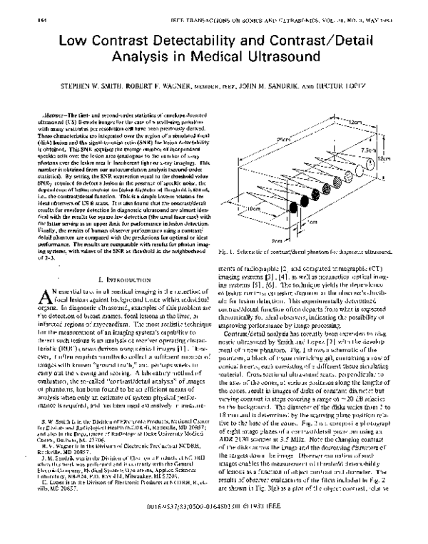 (PDF) Low Contrast Detectability and Contrast/Detail Analysis in Medical Ultrasound