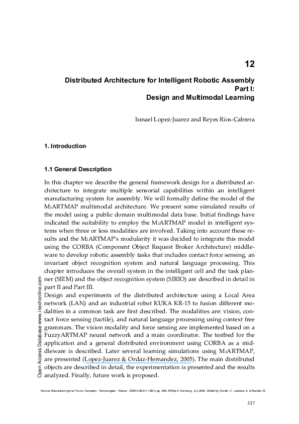 Pdf Distributed Architecture For Intelligent Robotic Assembly Part Ii Design Of The Task Planner