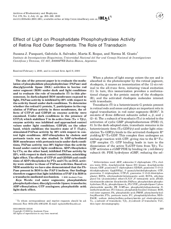 (PDF) Effect of Light on Phosphatidate Phosphohydrolase Activity of ...