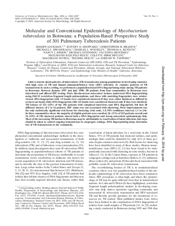(PDF) Molecular and Conventional Epidemiology of Mycobacterium ...