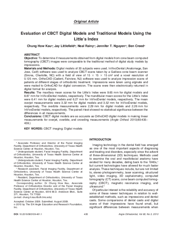 Pdf A Comparison Of The Accuracy Of Linear Measurements Obtained From Cone Beam Computerized