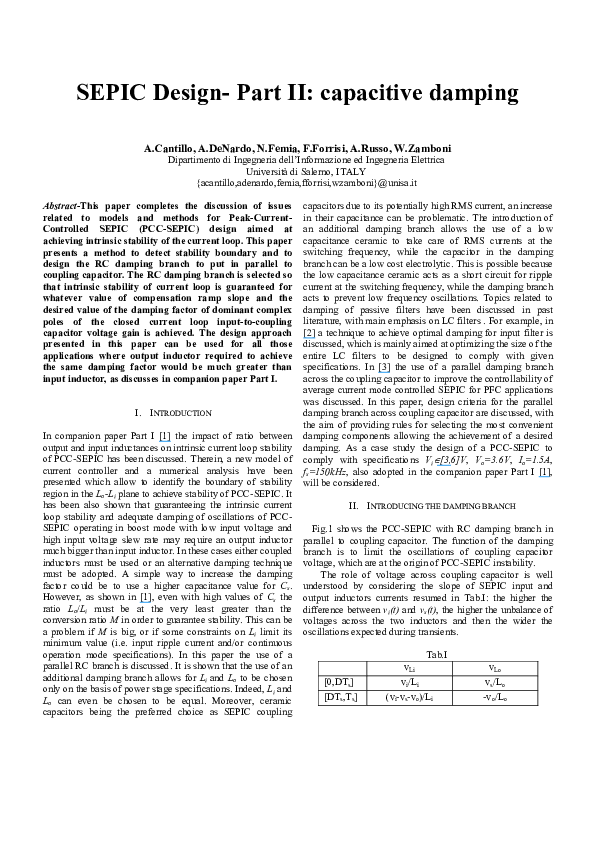 (PDF) SEPIC design- part II: Capacitive damping