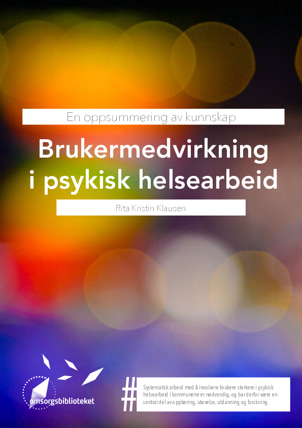 (PDF) Brukermedvirkning i psykisk helsearbeid