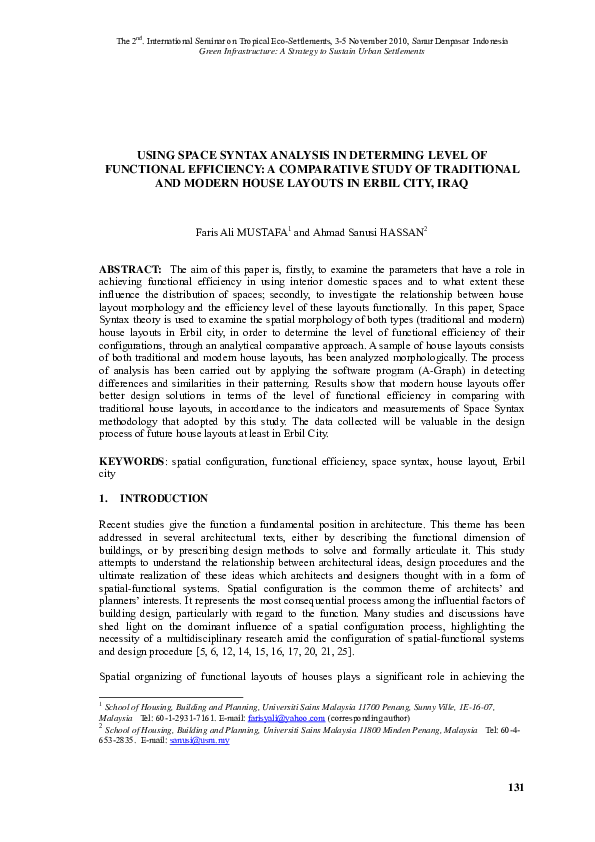 Pdf Using Space Syntax Analysis In Determining Level Of Functional